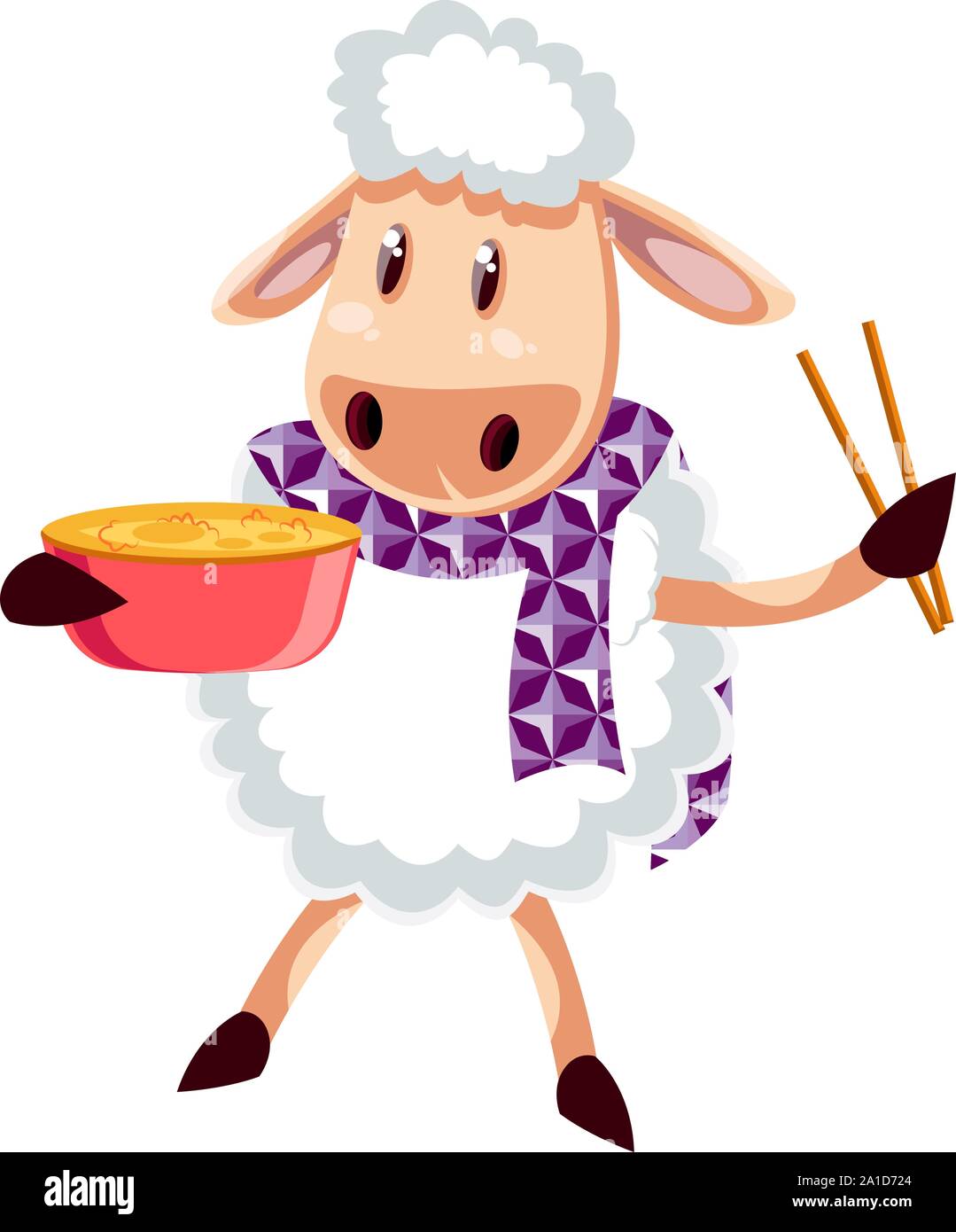 Sheep with food, illustration, vector on white background Stock Vector ...