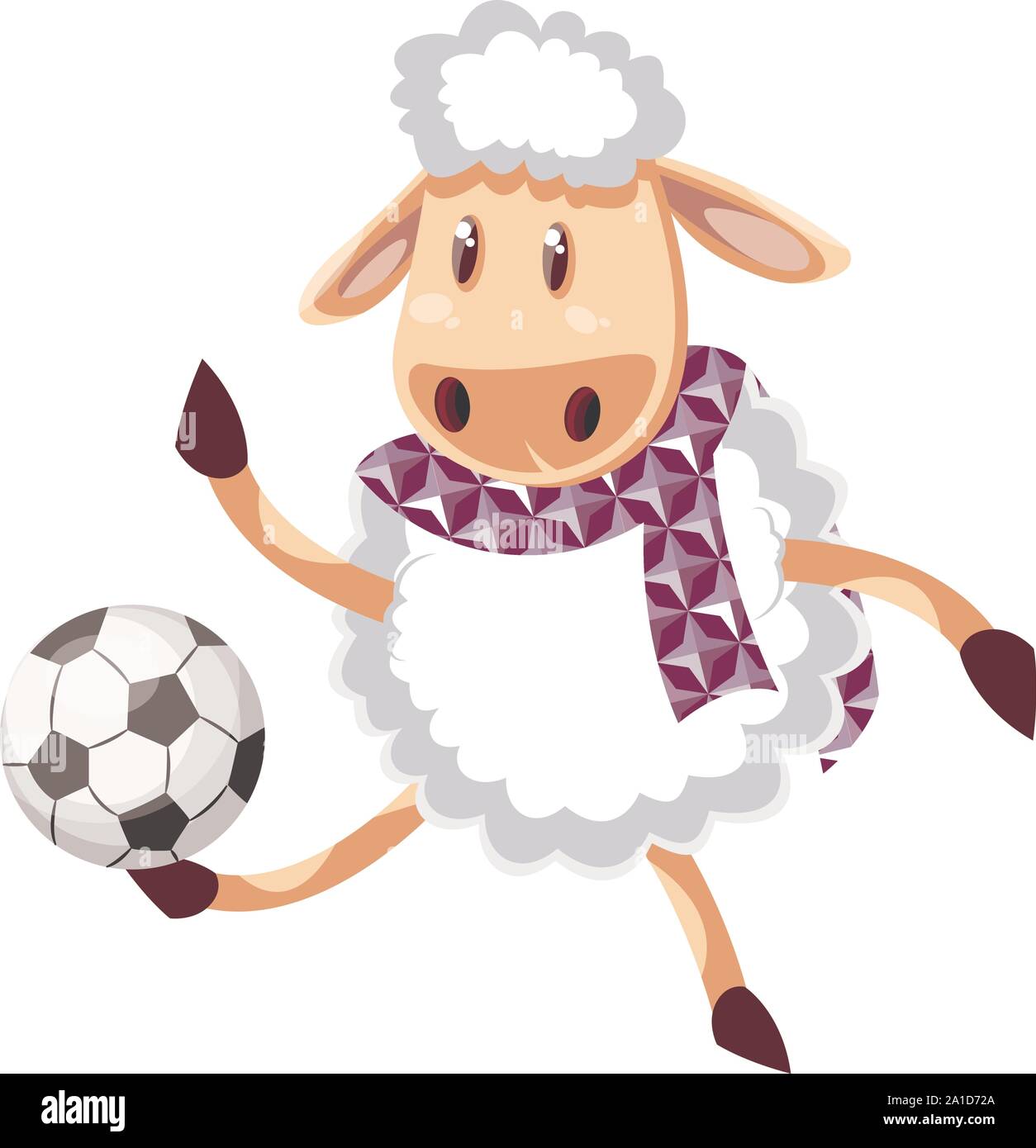 Sheep with football, illustration, vector on white background Stock ...