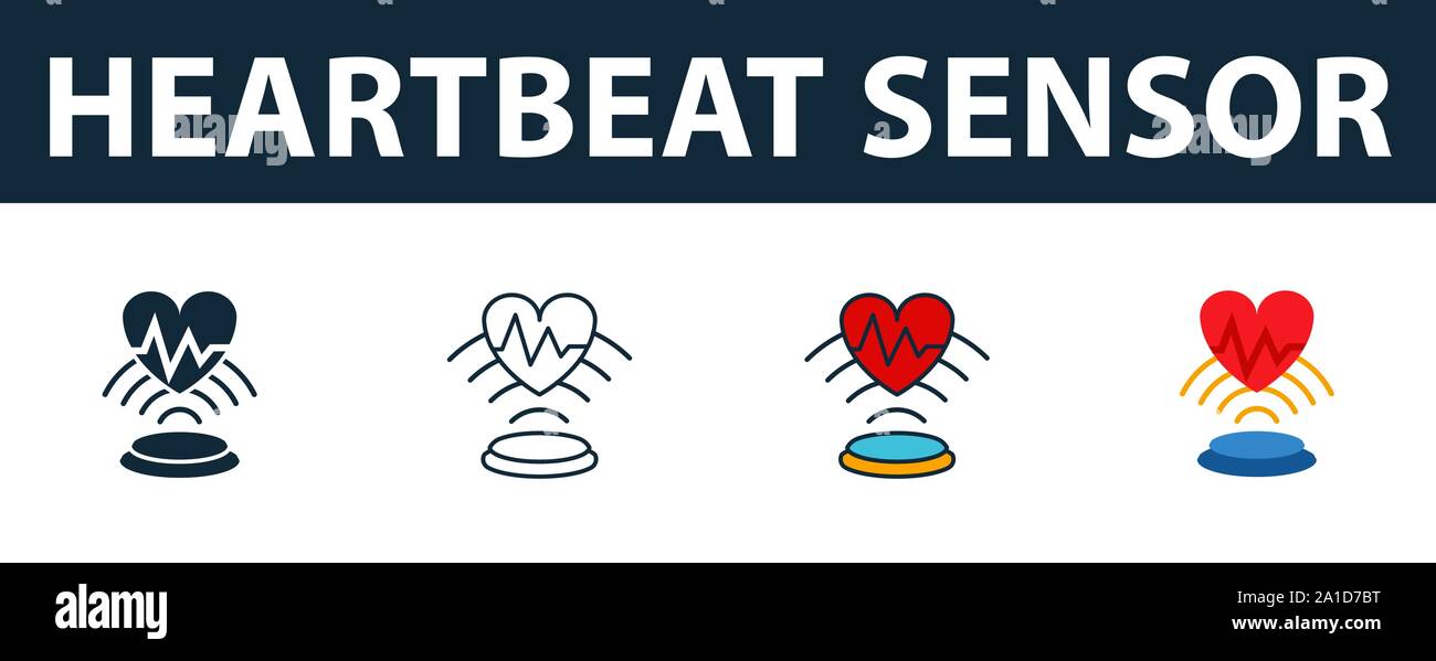 Heartbeat Sensor Icon Set Premium Symbol In Different Styles From Sensors Icons Collection