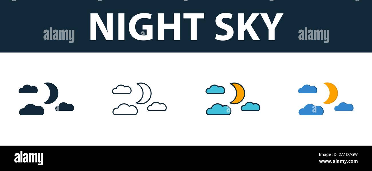 Night Sky icon set. Premium symbol in different styles from halloween ...
