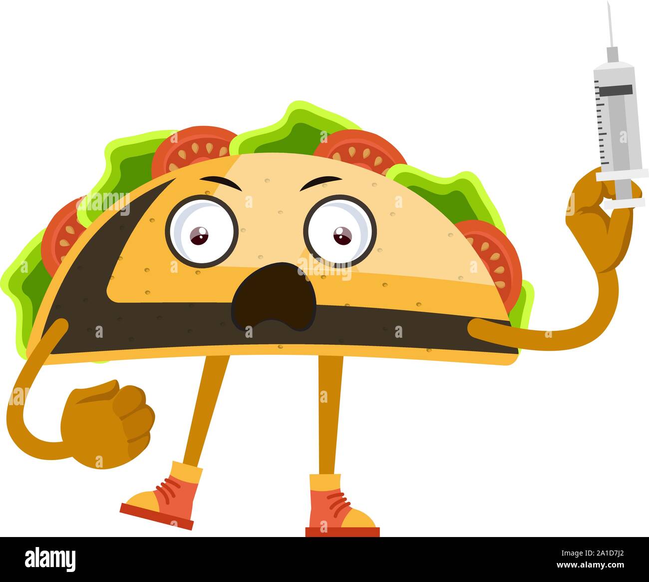 Taco with injection, illustration, vector on white background Stock ...
