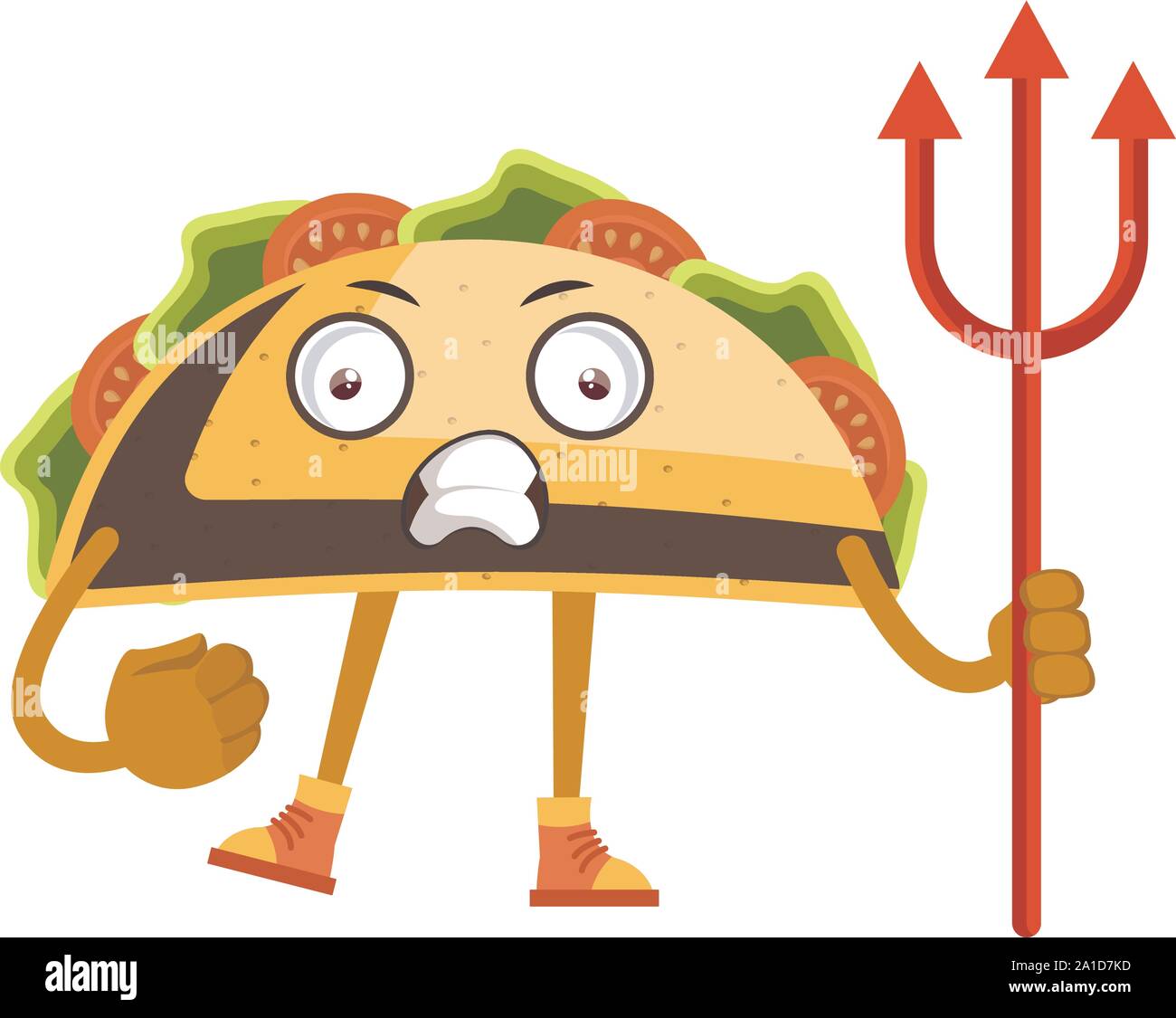 Taco with devil spear, illustration, vector on white background Stock ...