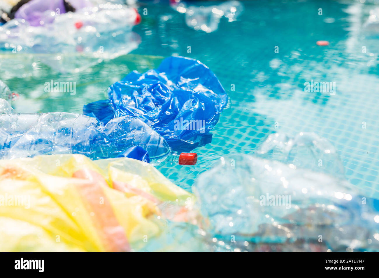 Problem of trash, plastic recycling, pollution and environmental ...