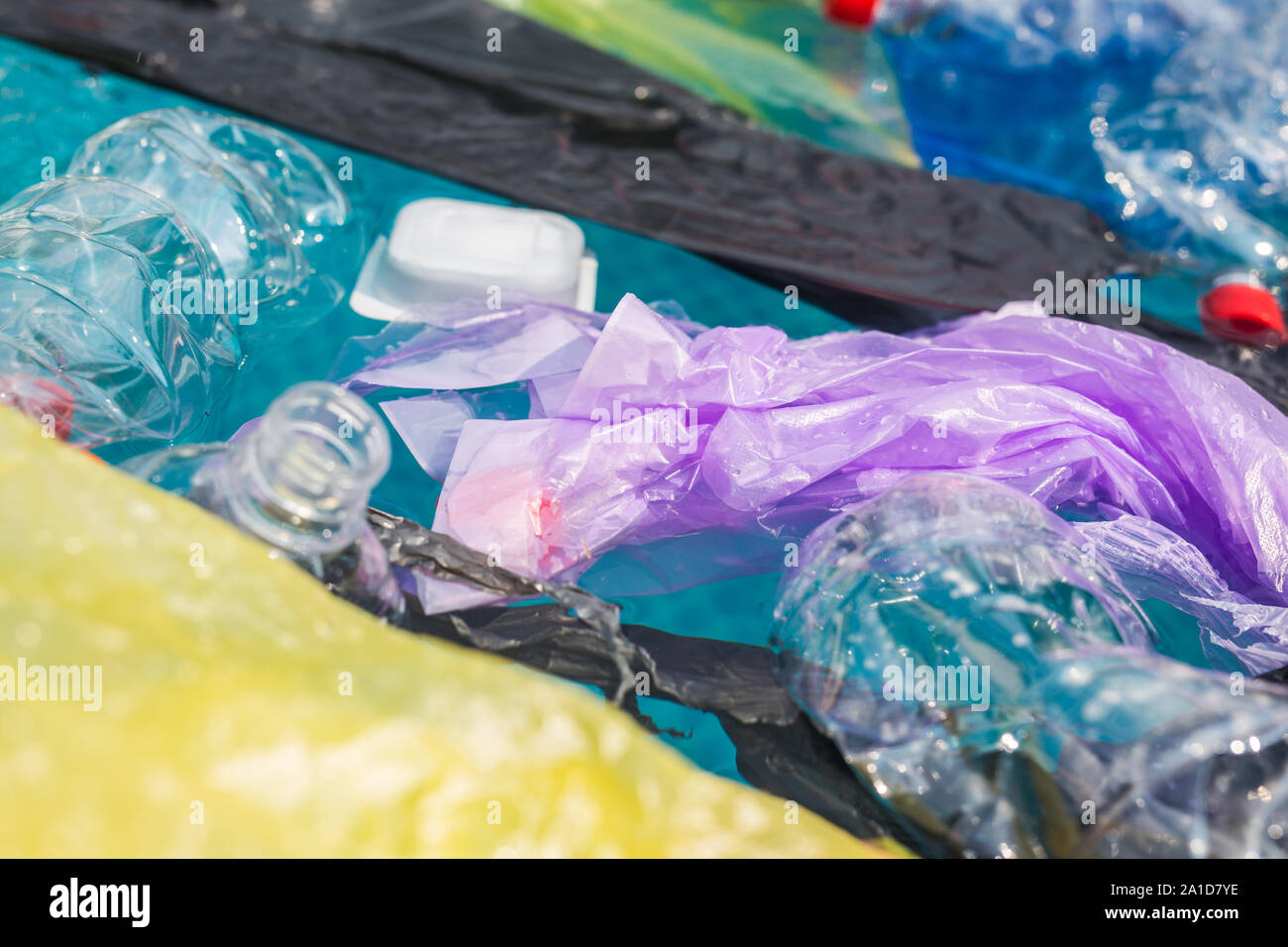 Problem of trash, plastic recycling, pollution and environmental ...