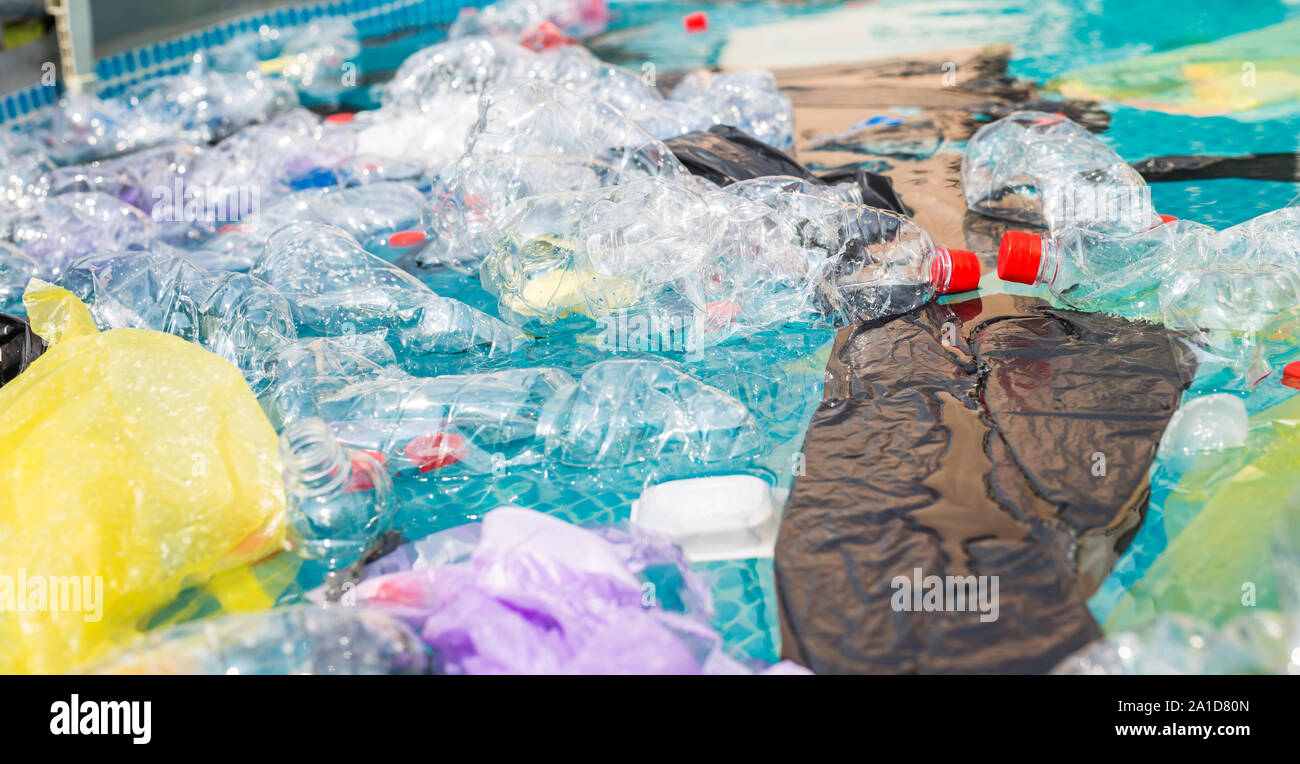 Plastic recycling, pollution and environmental concept - Environmental ...