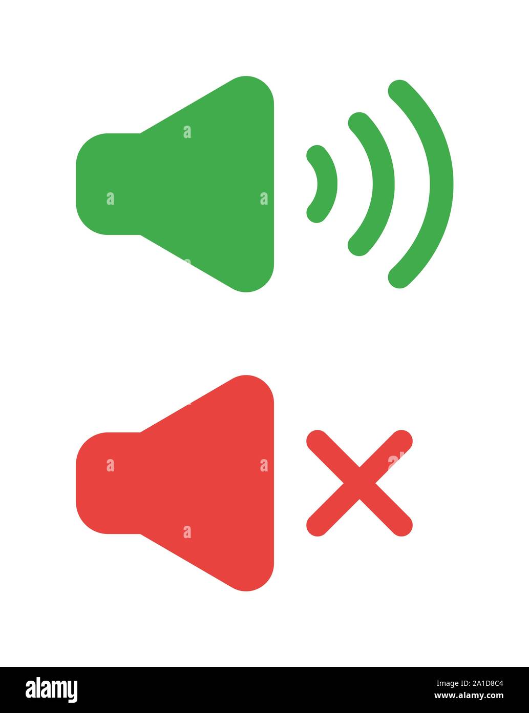 Vector icon set of sound on and off. Flat color style Stock Vector ...