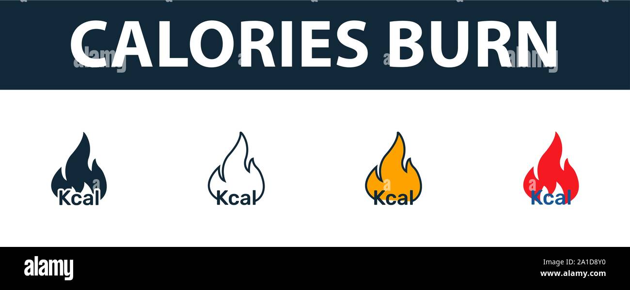 Calories Burn icon set. Premium symbol in different styles from fitness ...