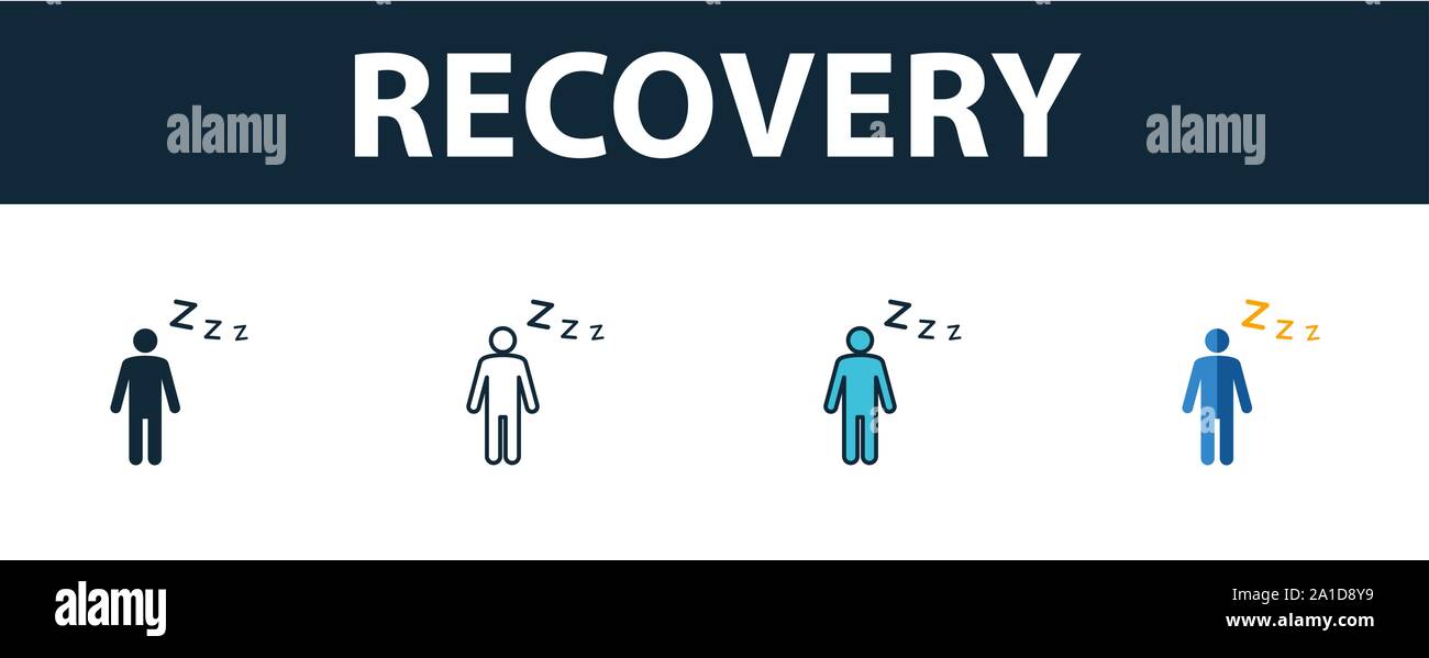 Recovery icon set. Premium symbol in different styles from fitness ...