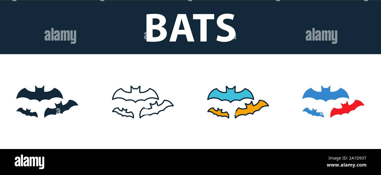 Bats icon set. Premium symbol in different styles from halloween icons ...