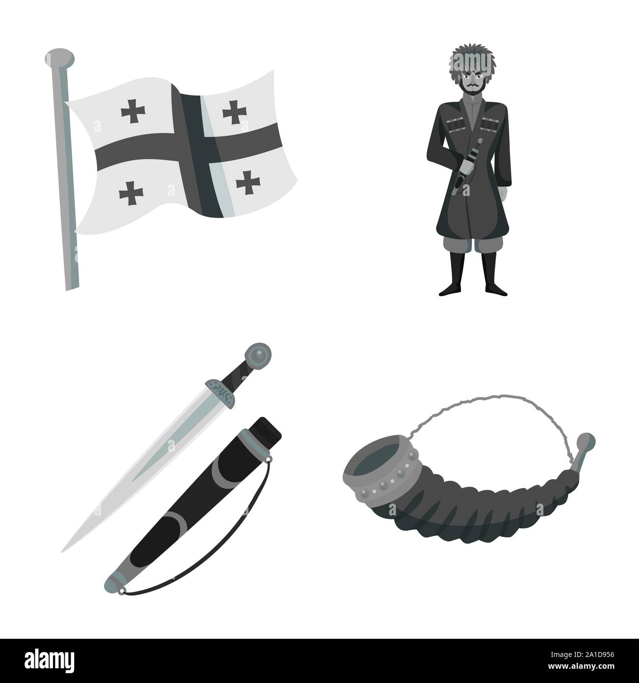 Vector illustration of attributes and tourism symbol. Collection of ...