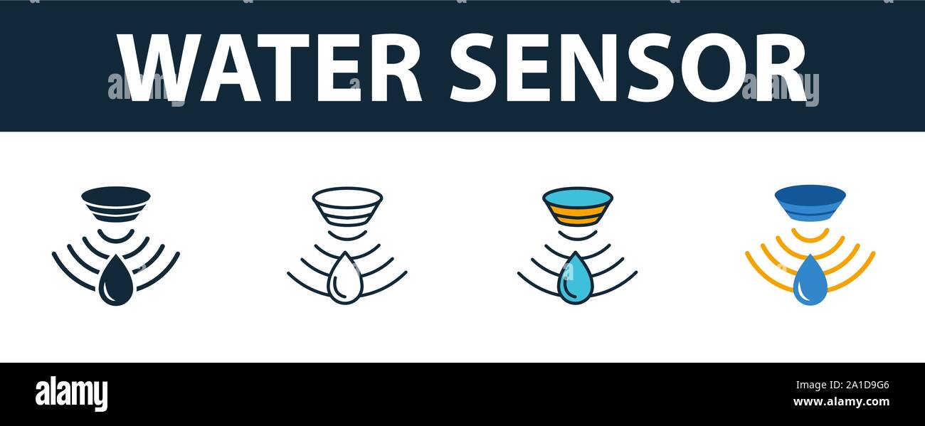 Water Sensor icon set. Premium symbol in different styles from sensors icons collection ...