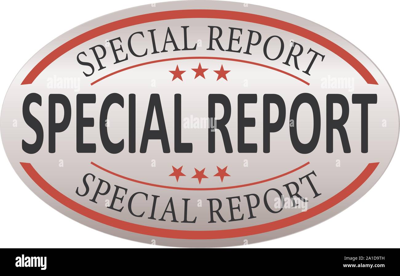 Special Report web paper label. Text tag on a white background Stock ...