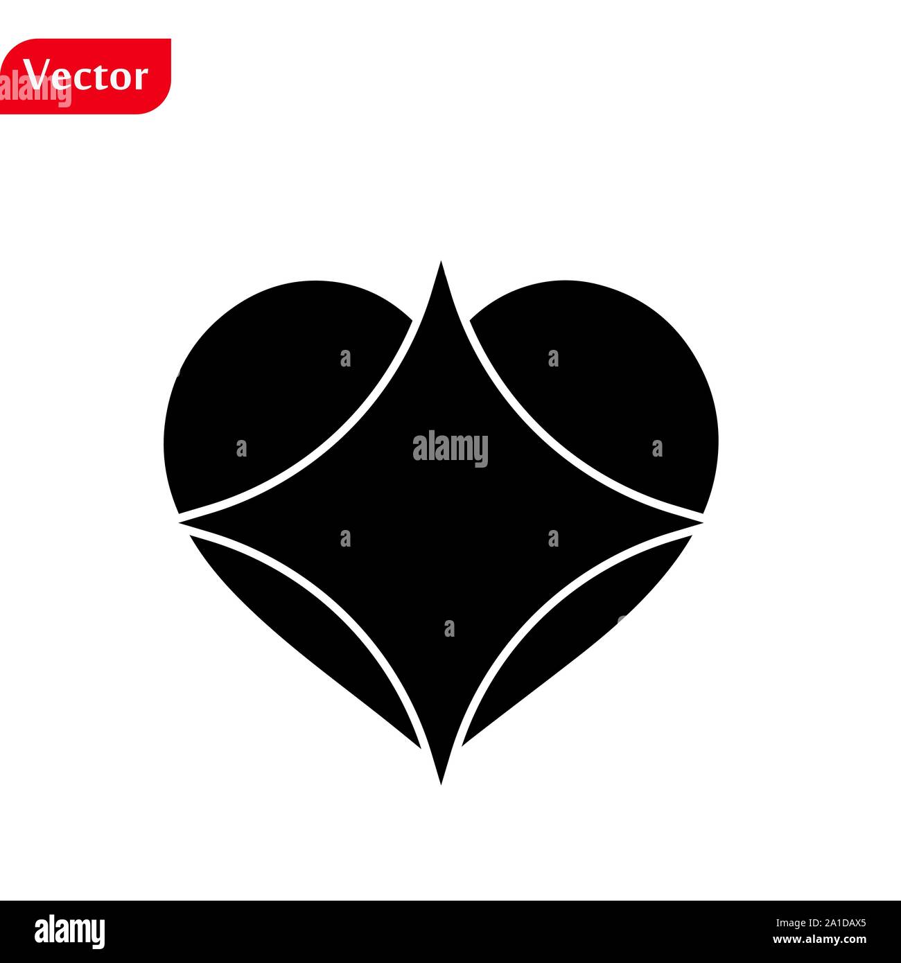 Card suits isolated on white. Vector black playing card heart and pike ...