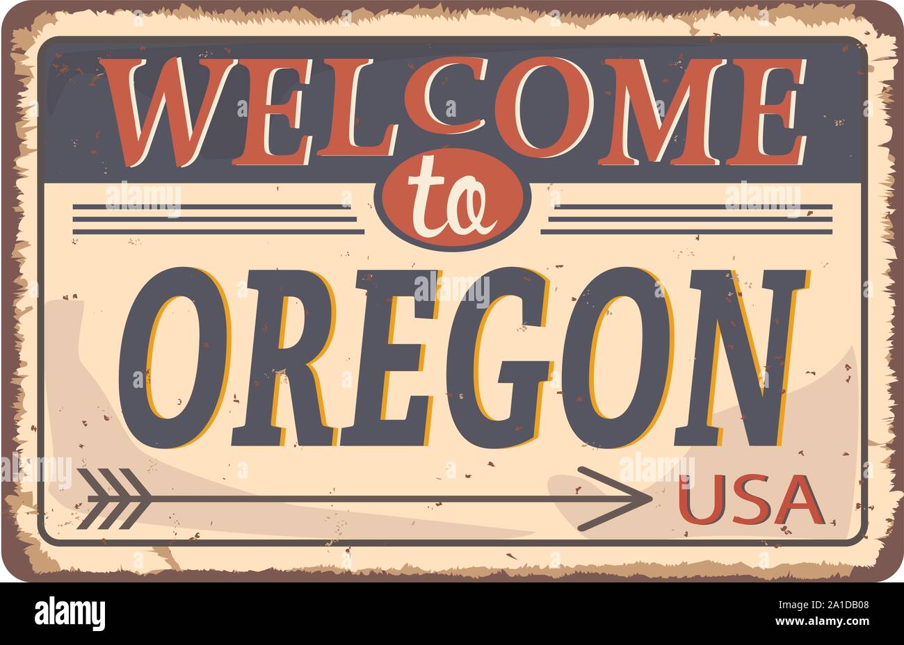 Welcome to Oregon vintage rusty metal sign on a white background ...