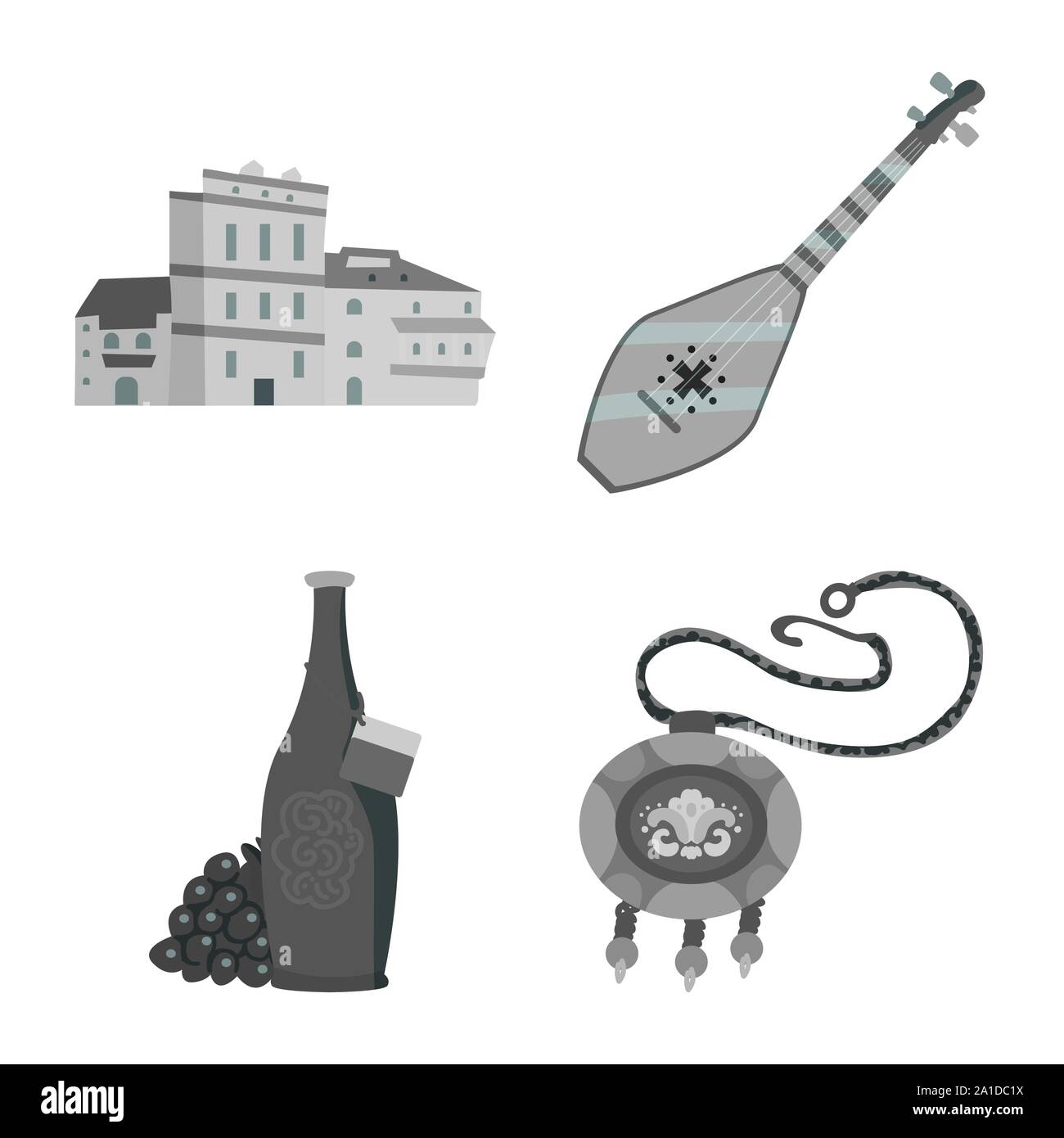 Vector design of attributes and tourism icon. Collection of attributes ...