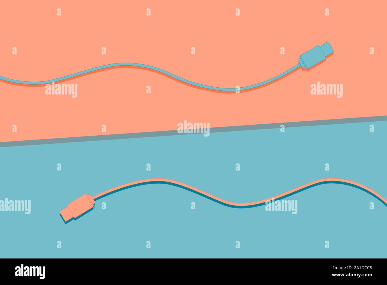 Connectivity concept vector with two USB C type cables and copy space ...