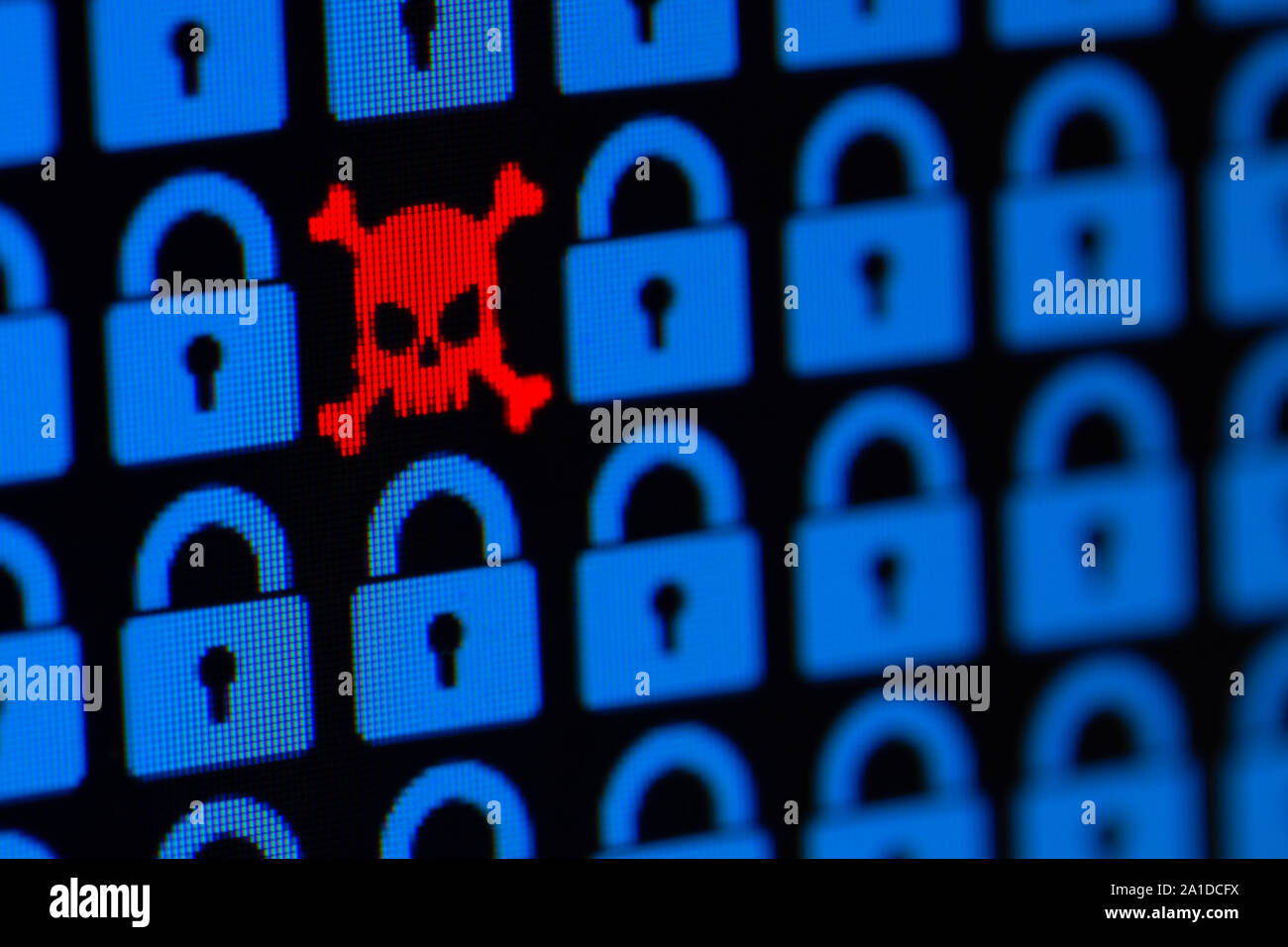 Blue hacker attack background skull hi-res stock photography and images ...