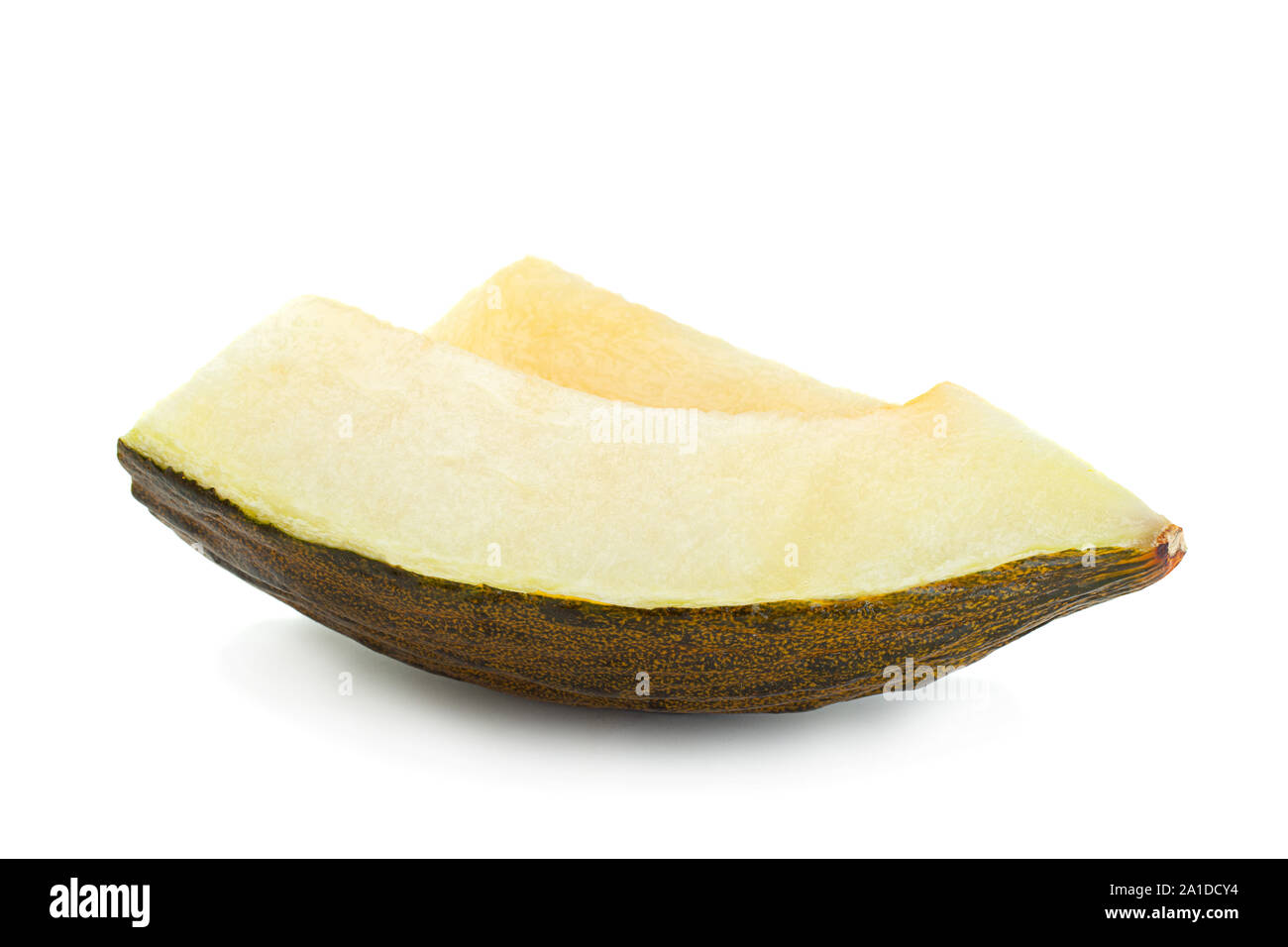 Spanish melon Piel de sapo slice on white background Stock Photo - Alamy