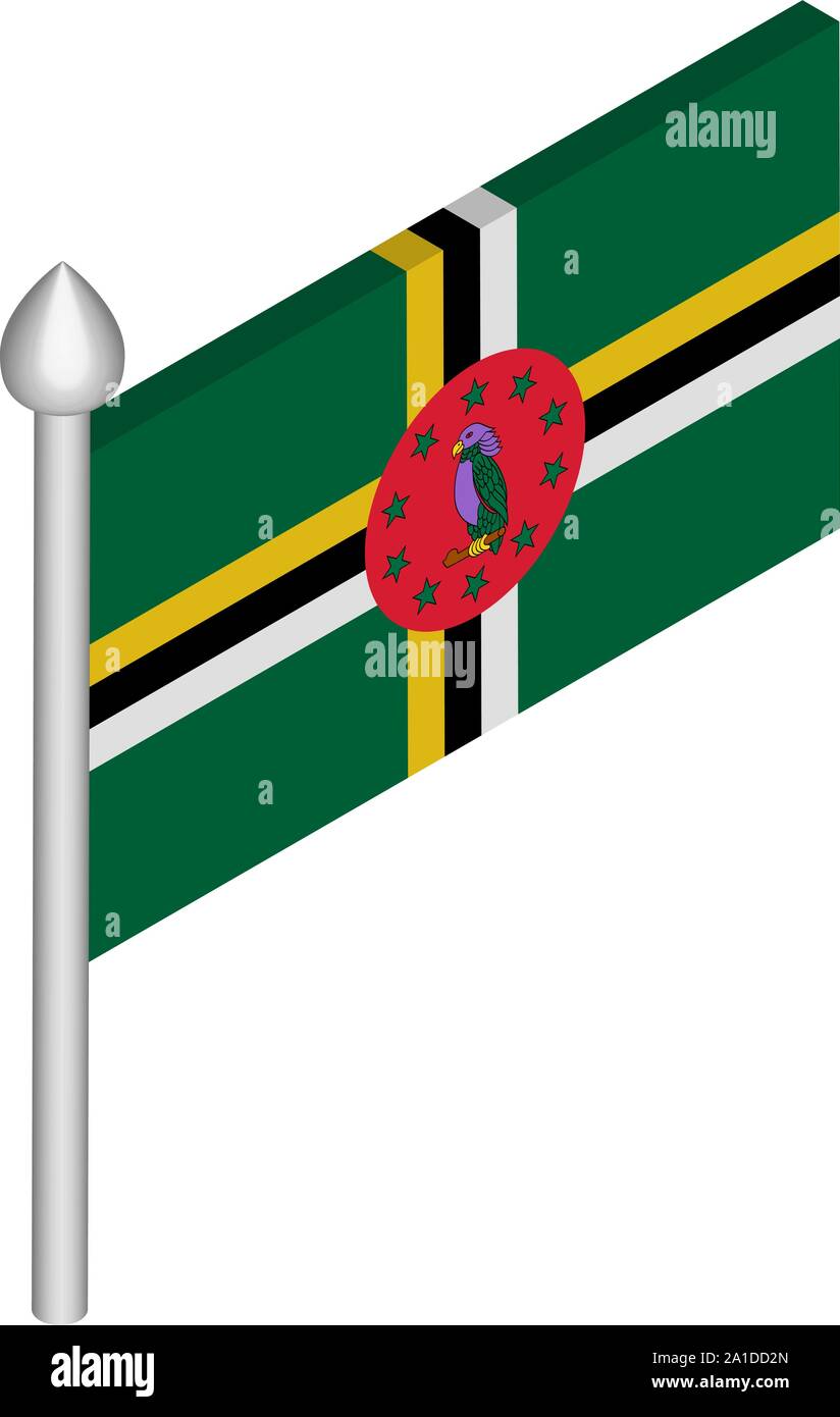 Isometric Illustration of Flagpole with Dominica Flag Stock Vector Image & Art - Alamy