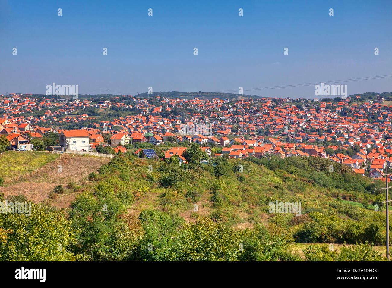 suburb of Belgrade ,landscape with red roofs Stock Photo - Alamy