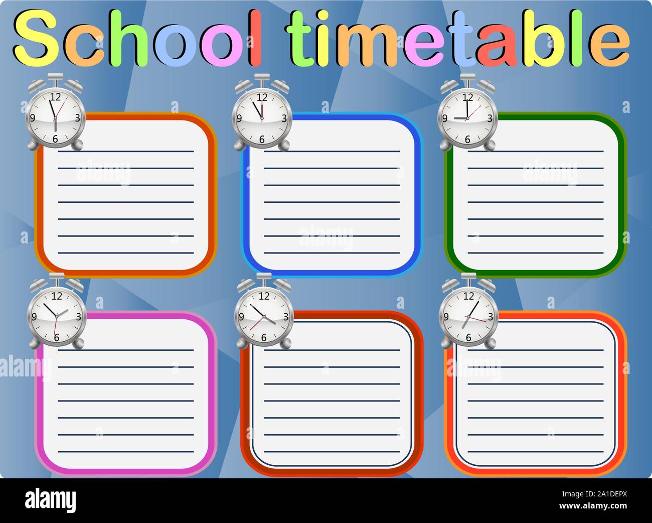 School Timetable, a weekly curriculum design template, scalable graphic ...