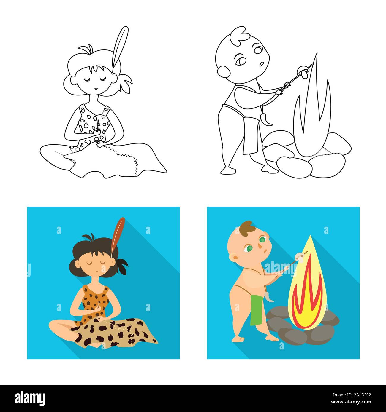 Vector illustration of evolution and prehistory logo. Set of evolution ...