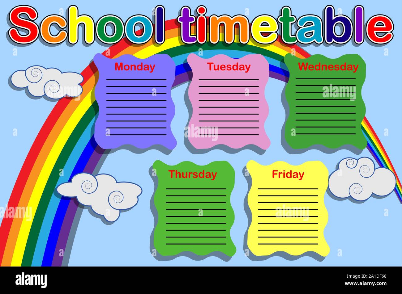 School timetable with paint cans and a rainbow Stock Vector Image & Art ...