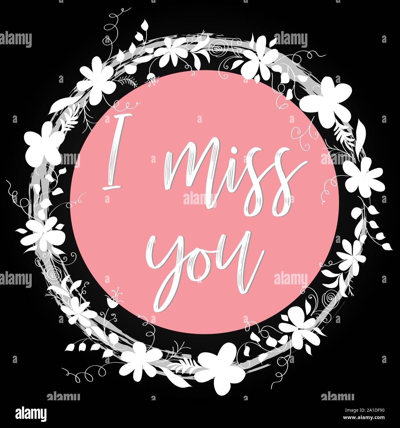 Valentine pink background with starry lights and an inscription I miss ...