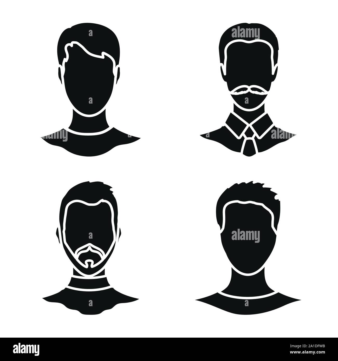 Isolated object of character and profile symbol. Collection of ...