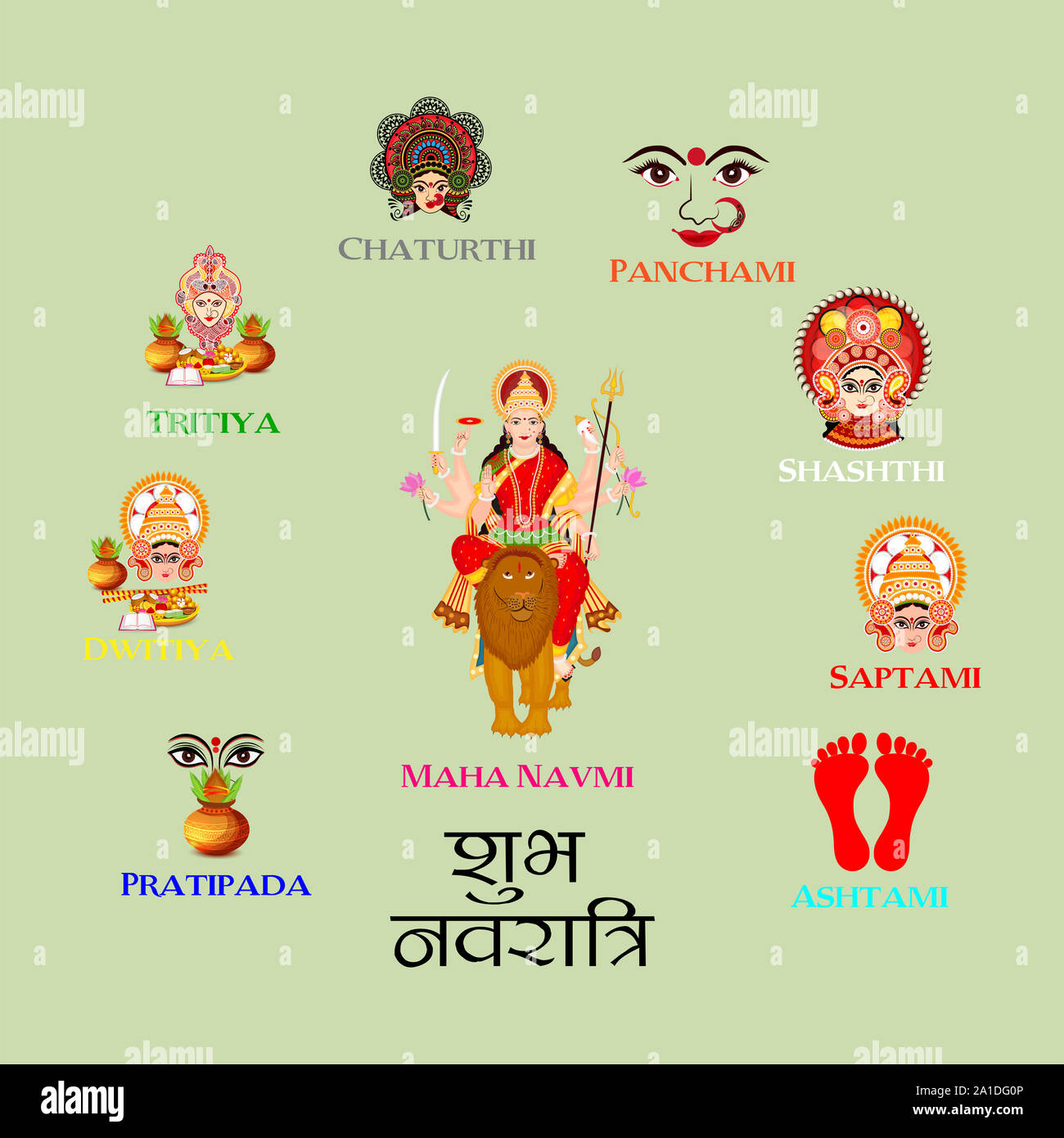Vector Illustration Of Happy Navratri Celebration Abstract Background ...