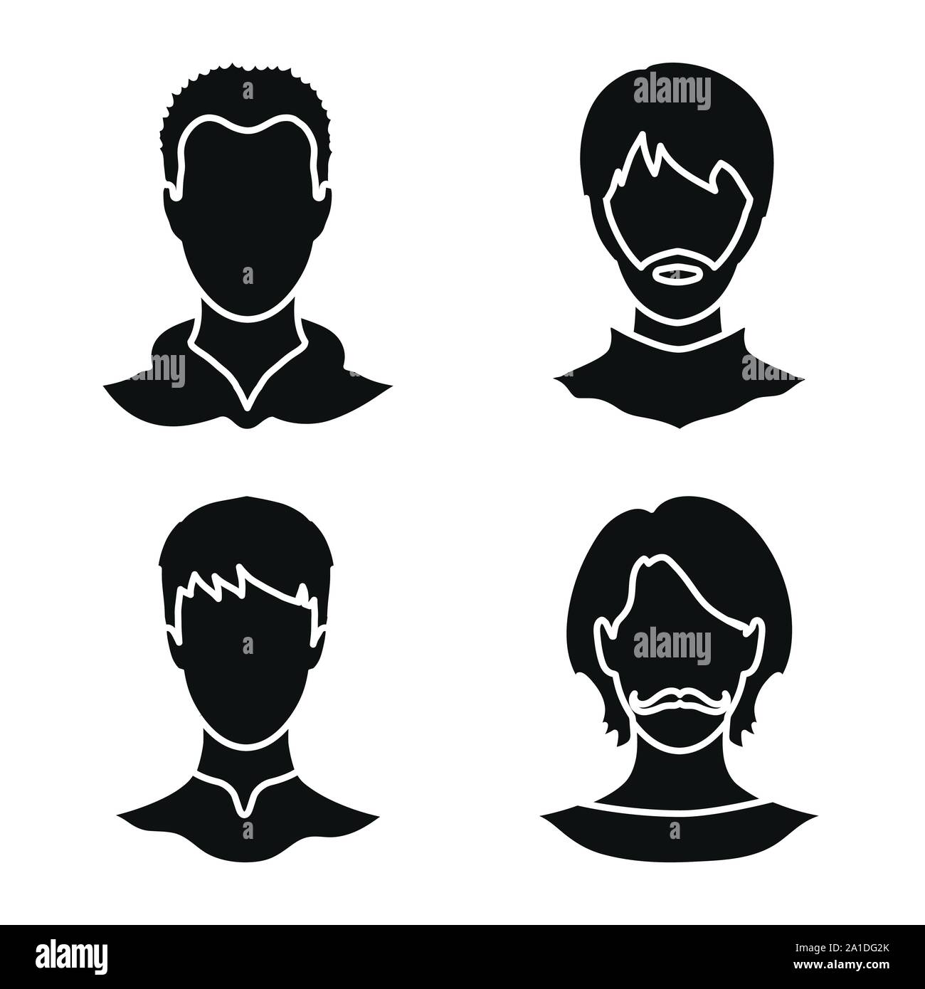 Vector design of character and profile symbol. Collection of character ...