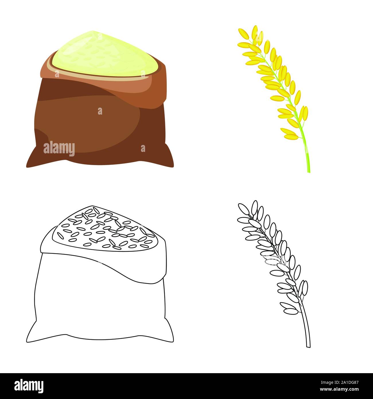 Vector illustration of crop and ecological sign. Collection of crop and ...