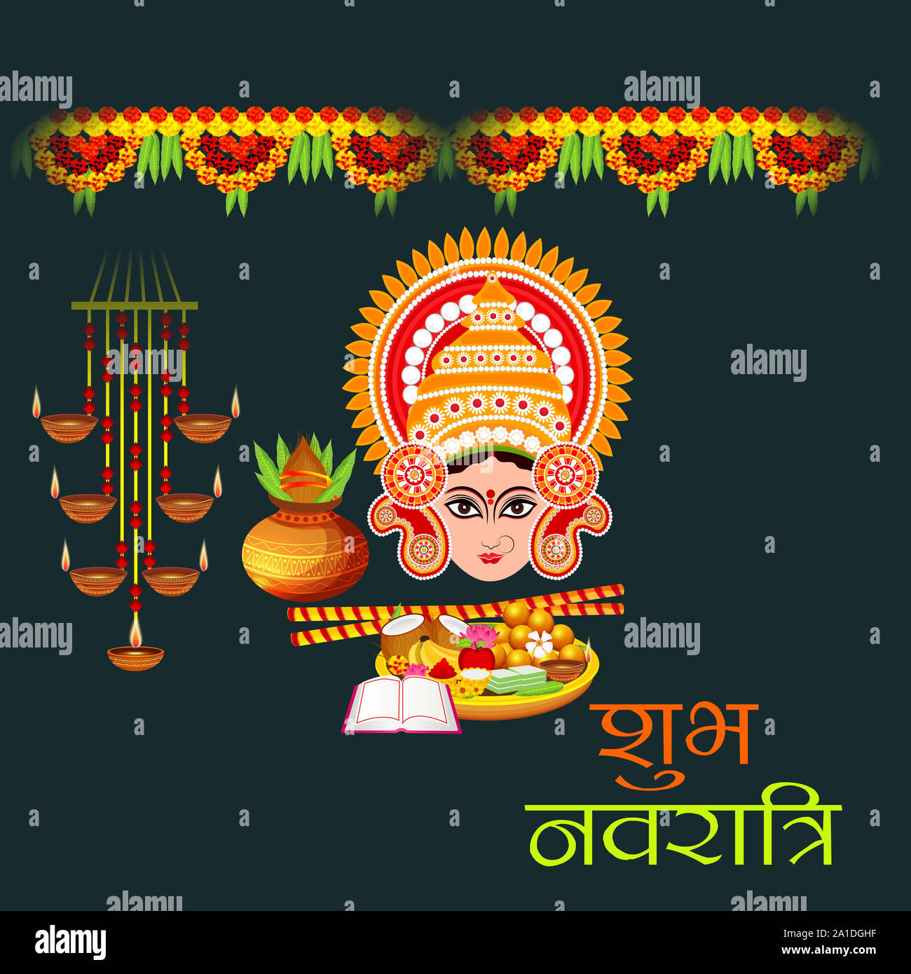 Vector Illustration Of Happy Navratri Celebration Abstract Background ...