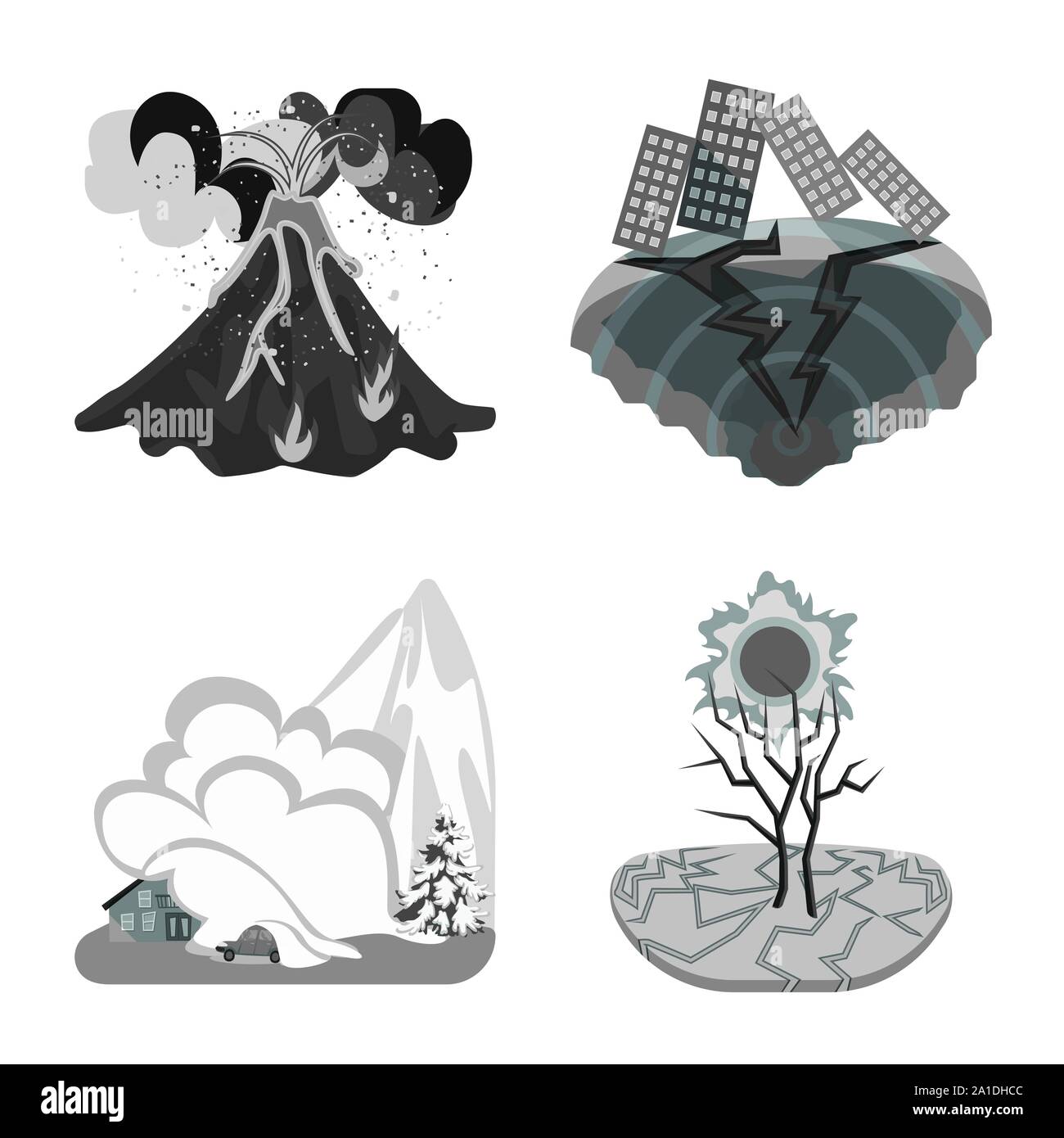 Vector illustration of nature and apocalypse icon. Collection of nature ...