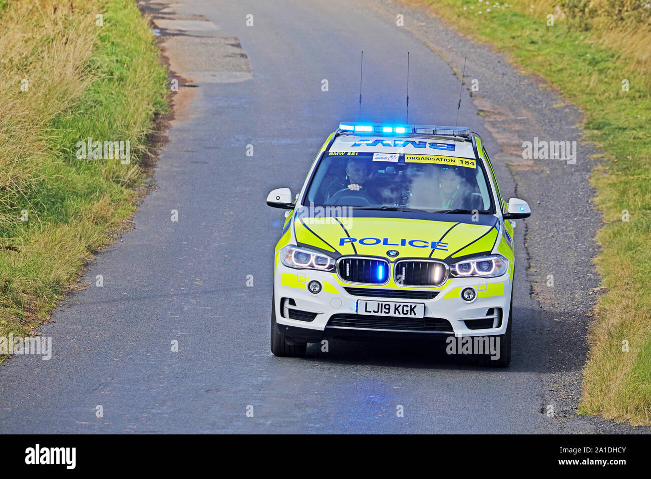 Police vehicle. British Cycle championships Scottish borders Stock ...