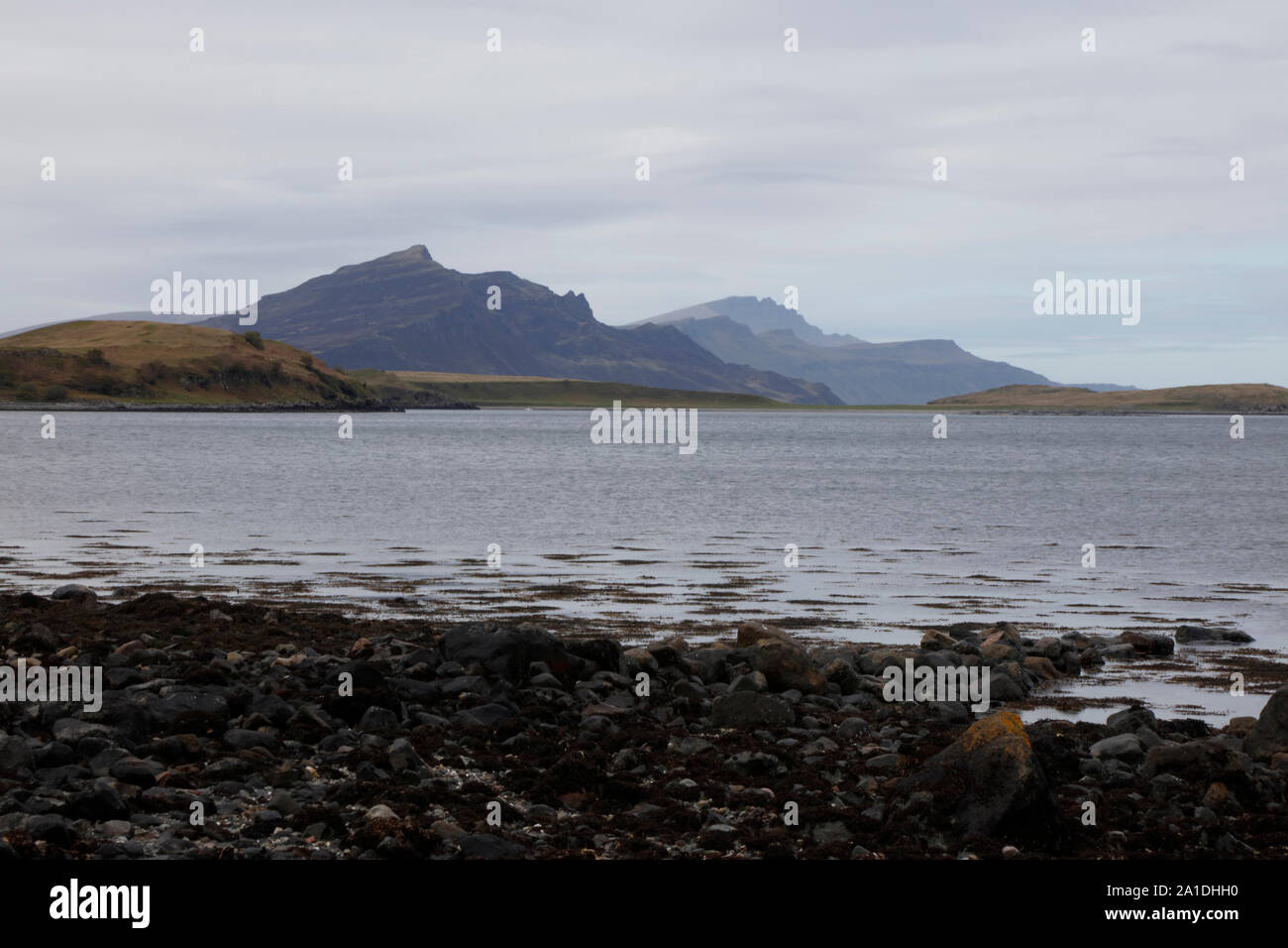 View up the Narrows of Raasay to Ben Tianavaig and The Storr, Isle of ...