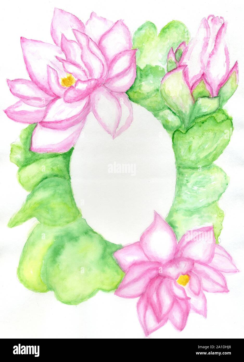 Decorative nature themed frame with flowers in watercolors Stock Photo ...