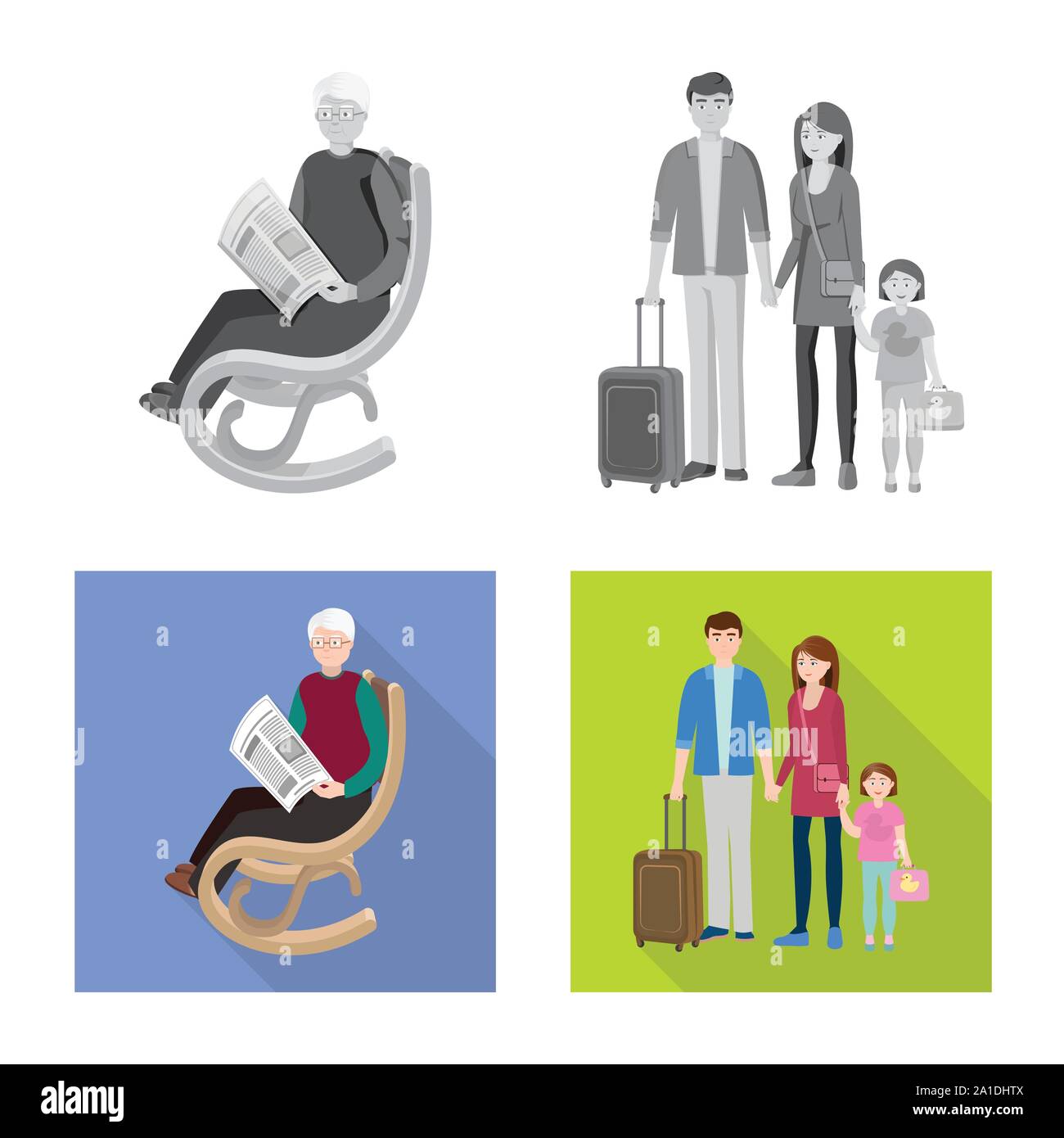 Vector illustration of character and avatar symbol. Collection of ...