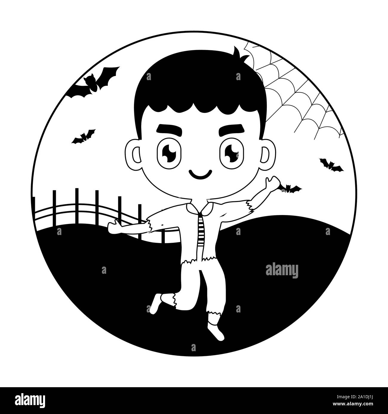 cute boy disguised of frankenstein vector illustration design Stock ...