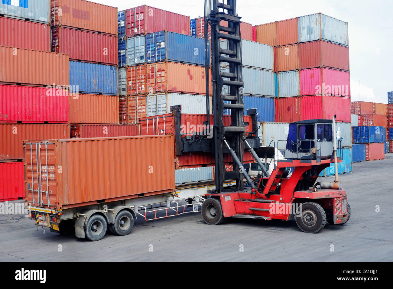 Container handlers Storage containers for import and export Stock Photo ...
