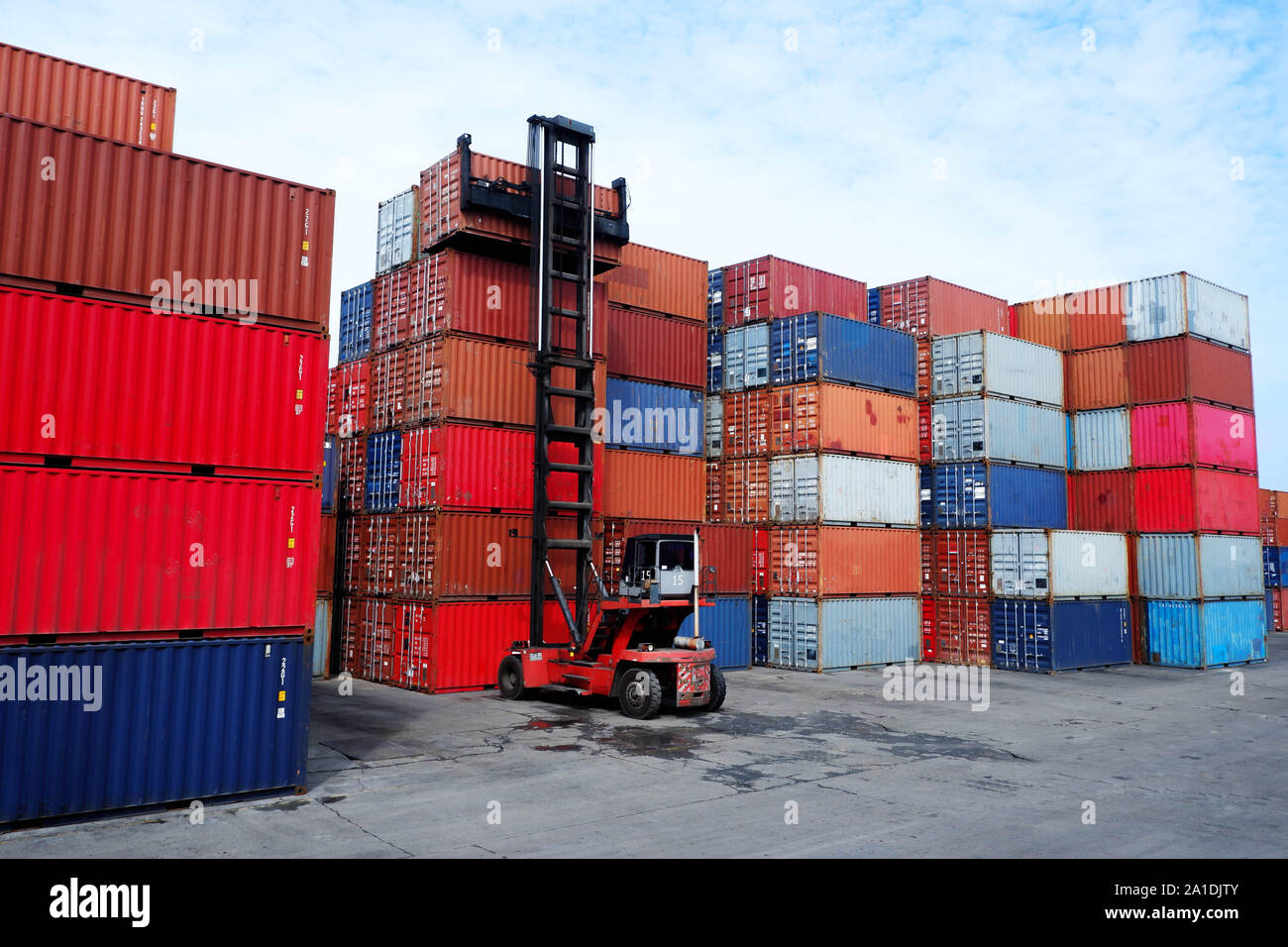 Container handlers Storage containers for import and export Stock Photo ...