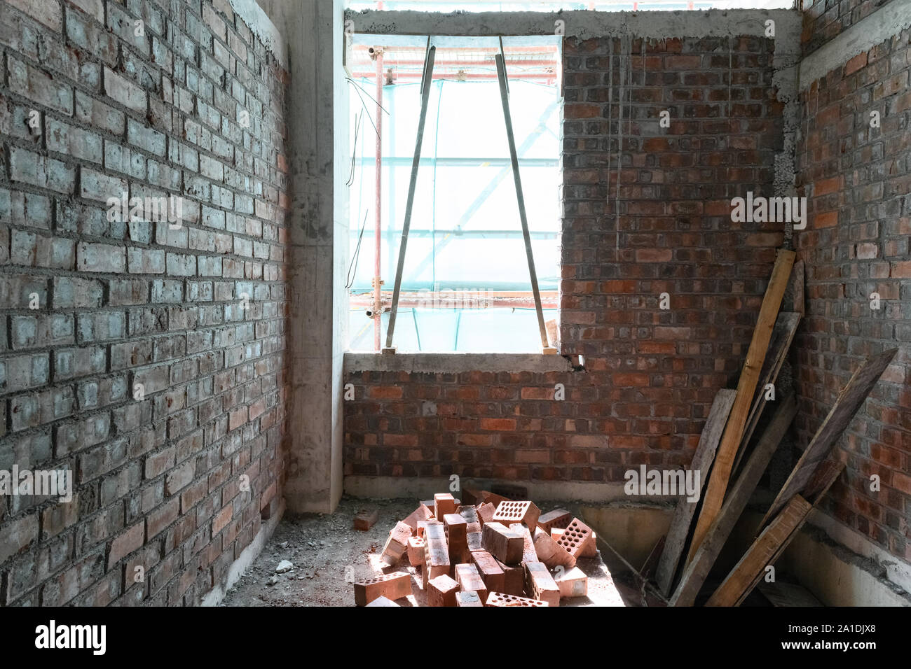 bricks inside an unfinished building Stock Photo - Alamy