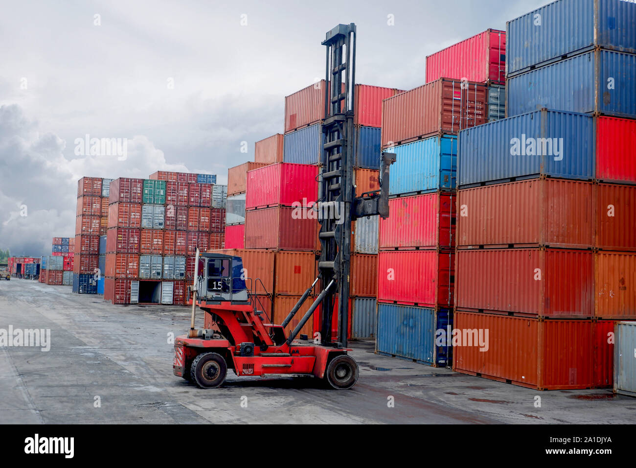 Container handlers Storage containers for import and export Stock Photo ...