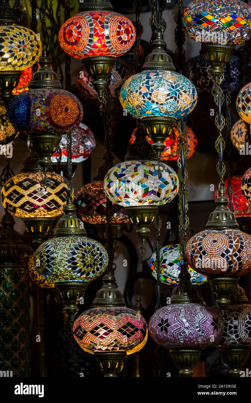 Traditional Turkish lanterns made of colored glass Stock Photo - Alamy