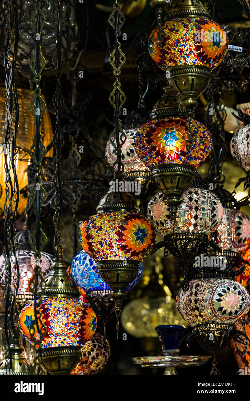 Traditional Turkish lanterns made of colored glass Stock Photo - Alamy