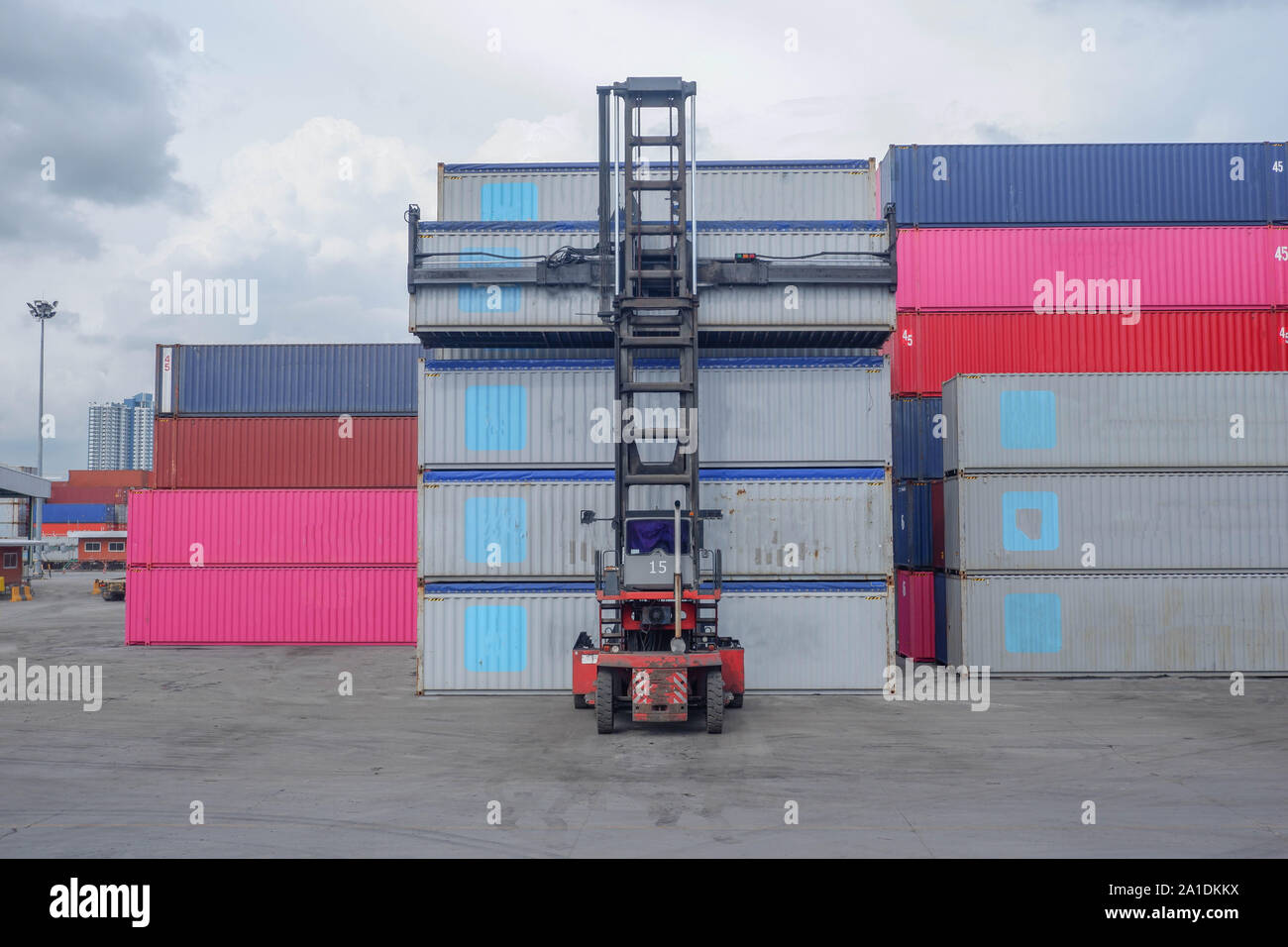 Container handlers Storage containers for import and export Stock Photo ...