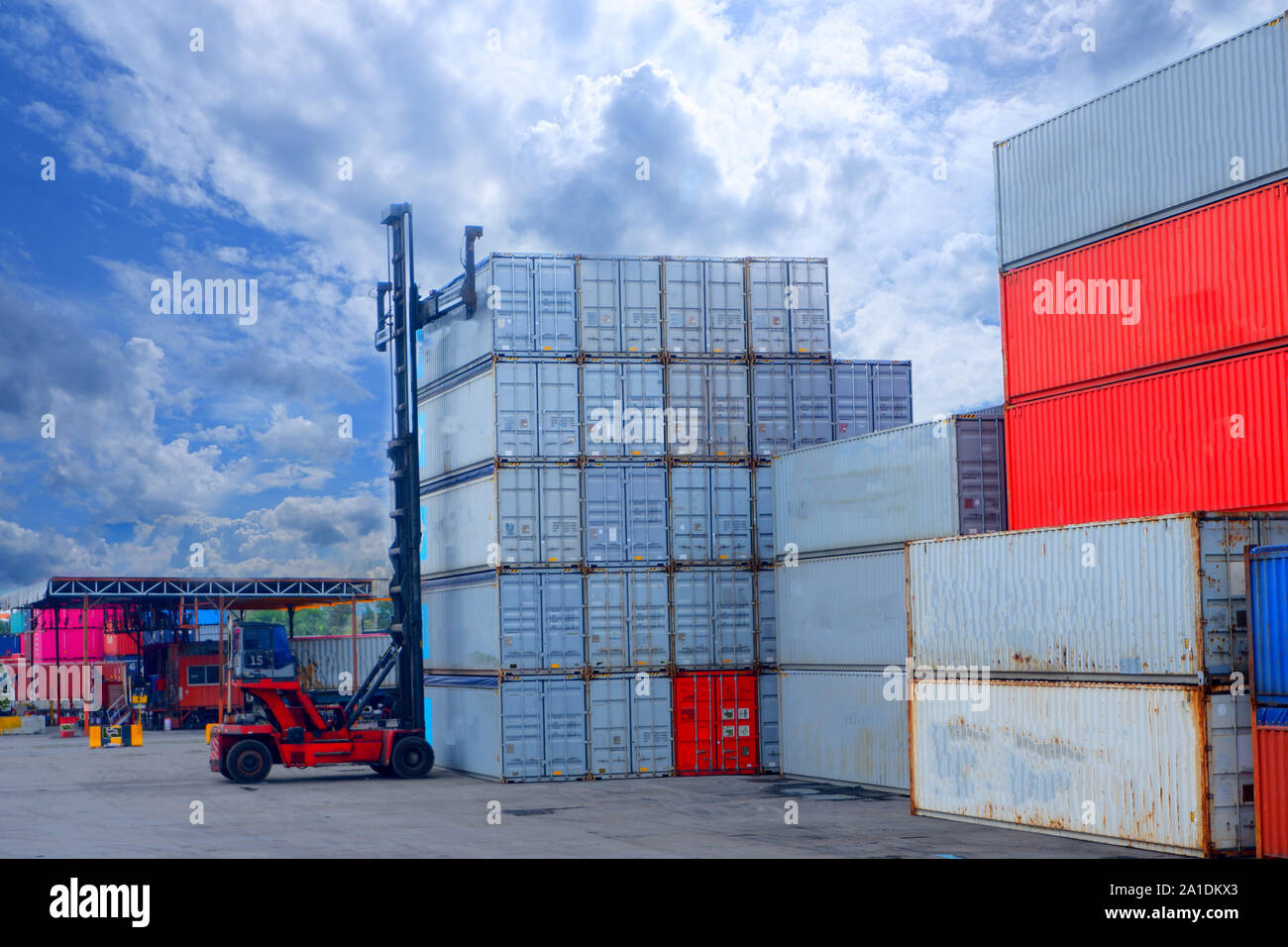 Container handlers Storage containers for import and export Stock Photo ...