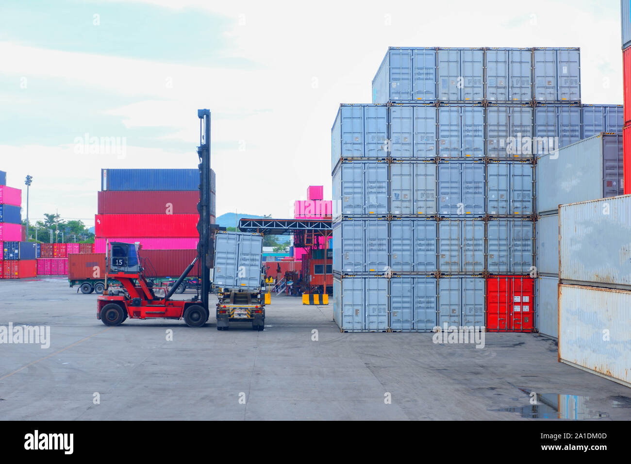 Container handlers Storage containers for import and export Stock Photo ...