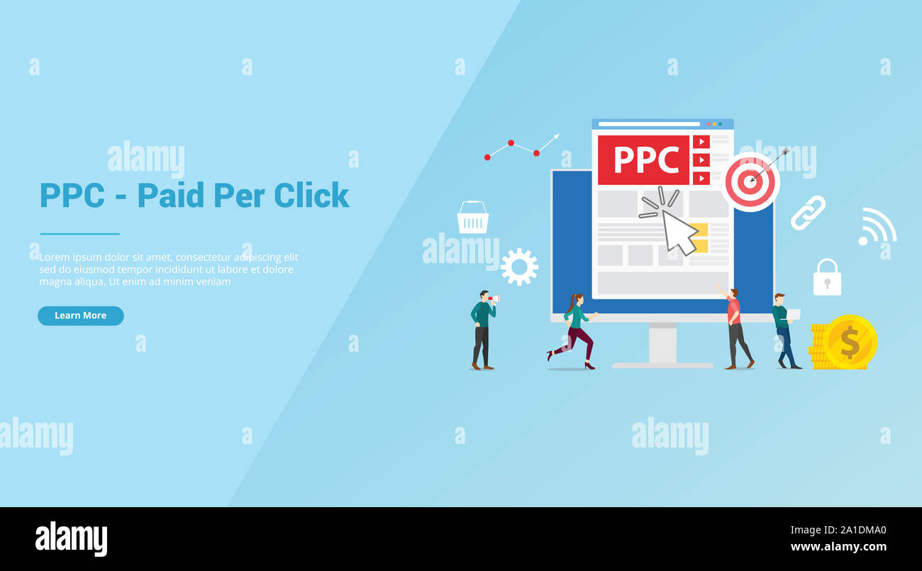 ppc paid or pay per click concept with people team for website template ...