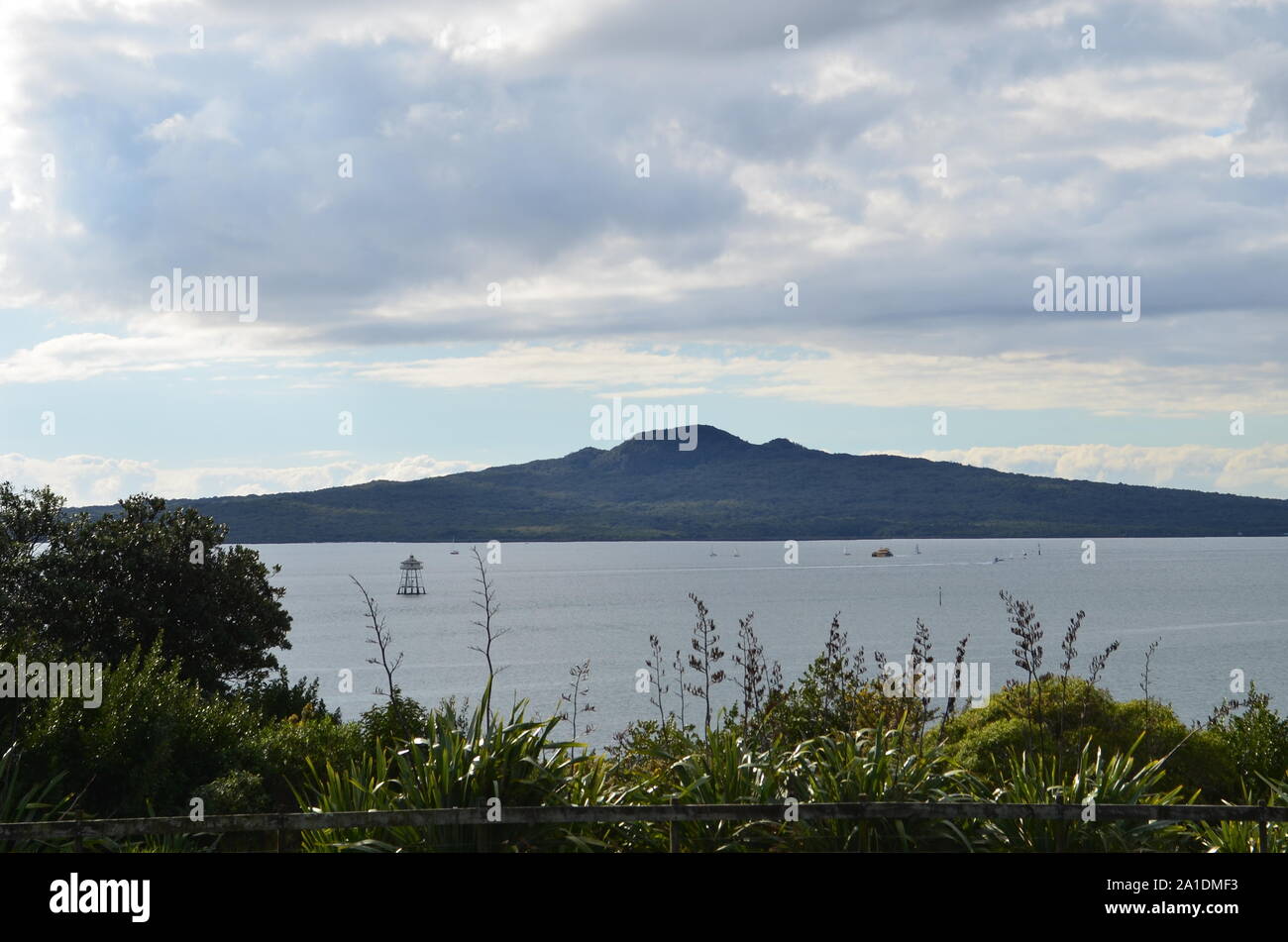 Rangitoto Island viewed from Bastion Point, Auckland Stock Photo - Alamy